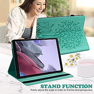 VODEFOX Case Fits Amazon Kindle Fire 7 Tablet (2022 Release-12th Gen) Latest Model 7",PU Leather Folio Stand Embossed Deer&Tree Cover with Elastic Band Stylus Slim Fit Protective Cover - Green