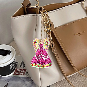 LUSandy 6pcs DIY 5D Angel Lady Diamond Painting Keychain Kits Double Sided Special Shape Lady Diamond Art Key Chain Key Ring Set for Backpack Shoulder Bag Accessories Adults and Kids
