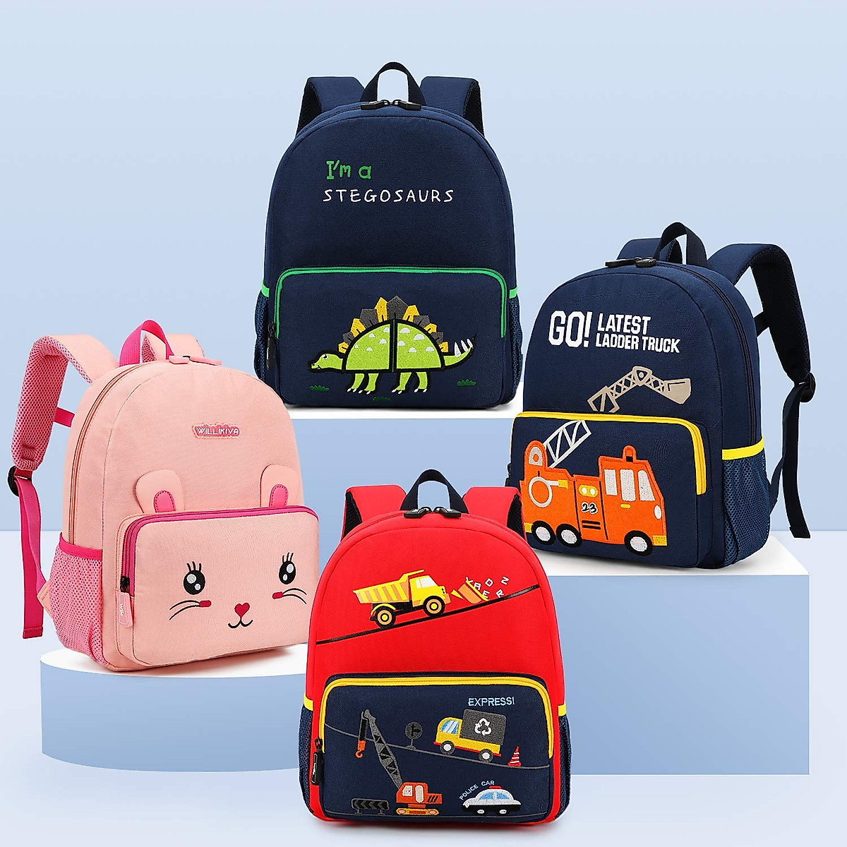 willikiva Car Dinosaur Kids Toddler Backpack for Boys and Girls Children Waterproof Preschool Bag(Bus)