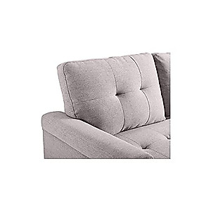 Lilola Home Linen Reversible Sleeper Sectional Sofa with Storage Chaise, Light Gray