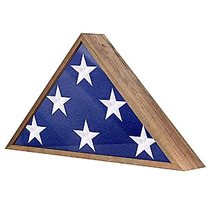 Robhomily Rustic Flag Display Case for Burial Flag, Reclaimed Wood Military Memorial Flag Display Case for 9.5 x 5 American Veteran Burial Flag , Burial Flag Box Display Case for Folded Flag and Medal