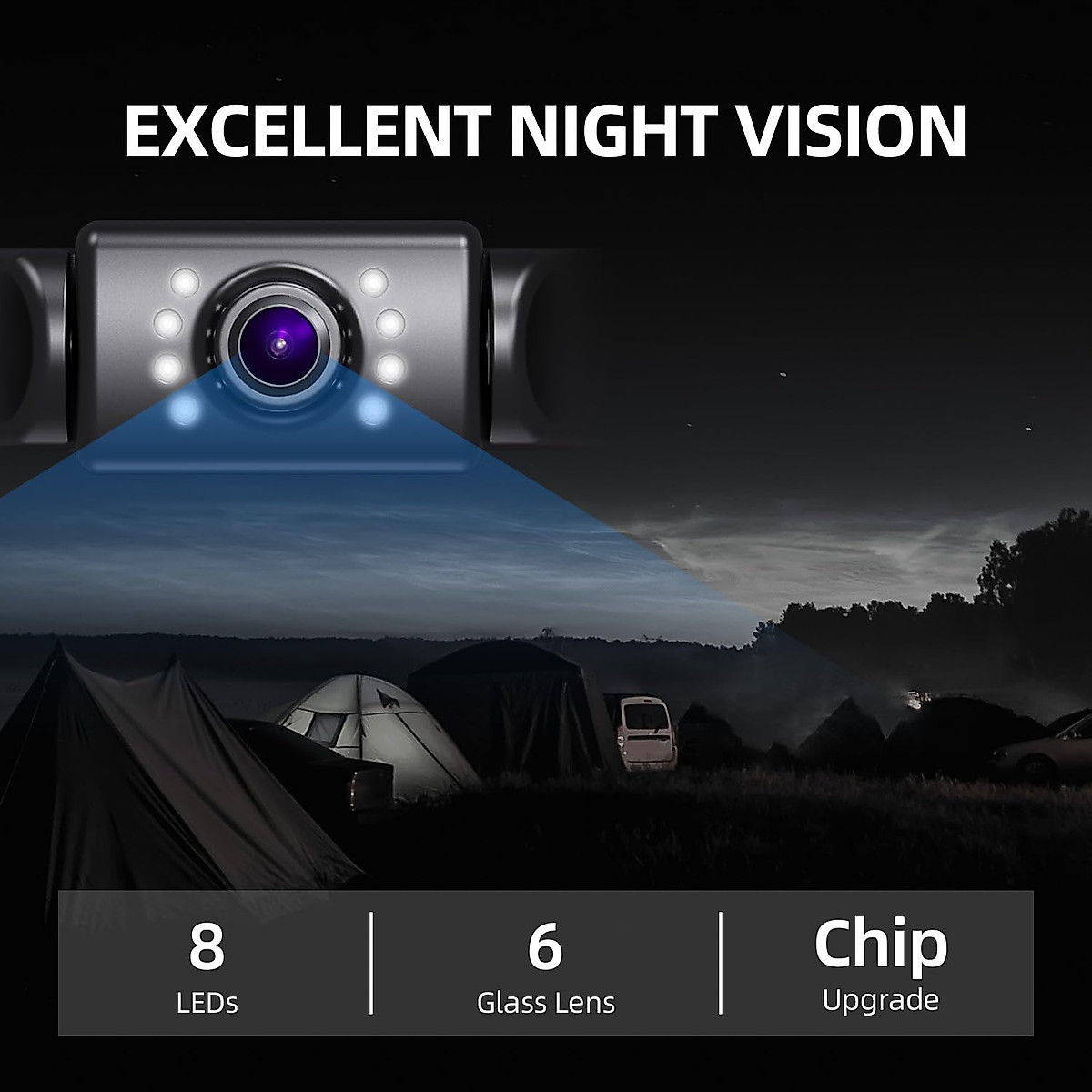 eRapta Backup Camera 4.3''HD 1080P Front Rear View Monitor kit IP69 Waterproof Night Vision DIY Grid Lines for Car Trucks RVs Tractors Bus Semi-Trailers Pickup A43