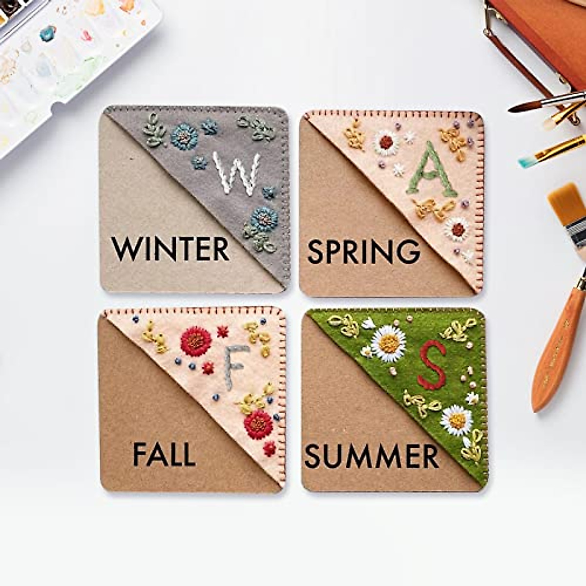 Lifemaison Personalized Hand Embroidered Corner Bookmark,Felt Triangle Page Stitched Corner Handmade Bookmark,Unique Cute Flower Letter Embroidery Bookmarks Accessories for Book Lovers