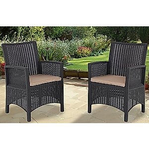yoyomax Patio Furniture Set Clearance, Outdoor Rattan Chair for Garden, Porch, Yard, Backyard, Poolside-Black, 2PCS
