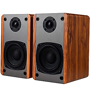 SINGING WOOD T25 Passive 2 Way Bookshelf Speakers with preinstalled Wall Mount Bracket- 4 inch woofer and Silk Dome Tweeter- Receiver or Amplifier Needed to Operate- 60 Watts(Beech Wood-Pair)