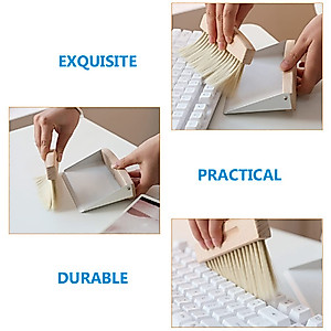 Hemoton 1 Set Small Broom Dustpan Brooms Pet Cage Broom Brush Dustpan Desk Top Dustpan Car Cleaning Tools Pets House Cleaning Brush Sofa Child Desktop White Iron Keyboard Brush