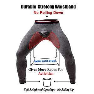 Ouruikia Men's Thermal Underwear Pants Thermal Bottoms Long Johns Bottoms with Separate Pouch(Black,L)