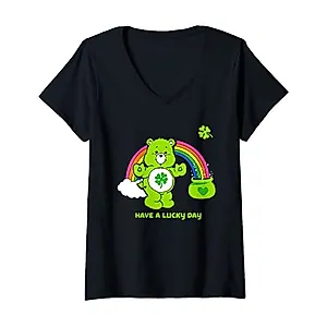 Womens Care Bears Have a Lucky Day V-Neck T-Shirt