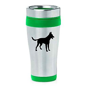16oz Insulated Stainless Steel Travel Mug Coffee Mug Tumbler Belgian Malinois (Green)