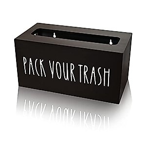 Trash Bag Holder, Farmhouse Garbage Bag Dispenser, Wall Mount Trash Bag Roll Organizer, Wood Grocery Bag Storage Box, Garbage Bag Caddy for Cabinet Kitchen Countertop