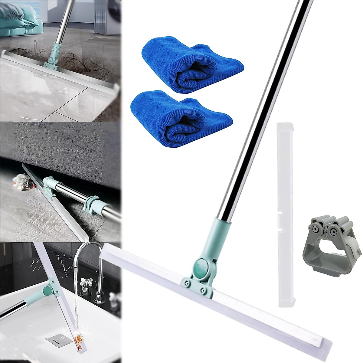 Magic Scrub Broom, Magic Broom 3 in 1, 180° Rotation Multifunction Squeegee Broom, Multifunction Magic Broom, Rubber Magic Broom Sweeper for Floor