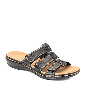 Clarks womens Leisa Spring Sandal, Black Leather, 9 US