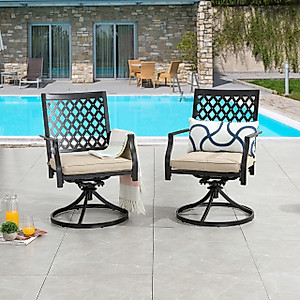 LOKATSE HOME Patio Swivel Dining Chair Set of 2 Outdoor Metal Rocker Chair Bistro Furniture with Cushion