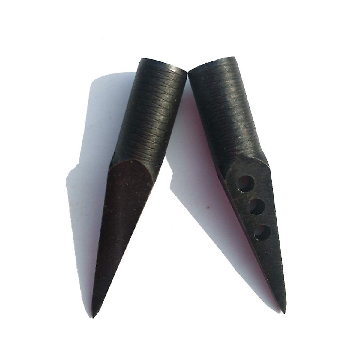 AMEYXGS 6pcs Traditional Hunting Broadheads Archery Glue on Arrowheads for Wooden Bamboo Arrows for 8mm Bamboo Wood Arrows (Black01)