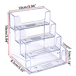 Hipiwe 2 Packs 4-Tier Acrylic Business card Holder Stand Clear Desktop Index Card Filing Card Holder Diaplay