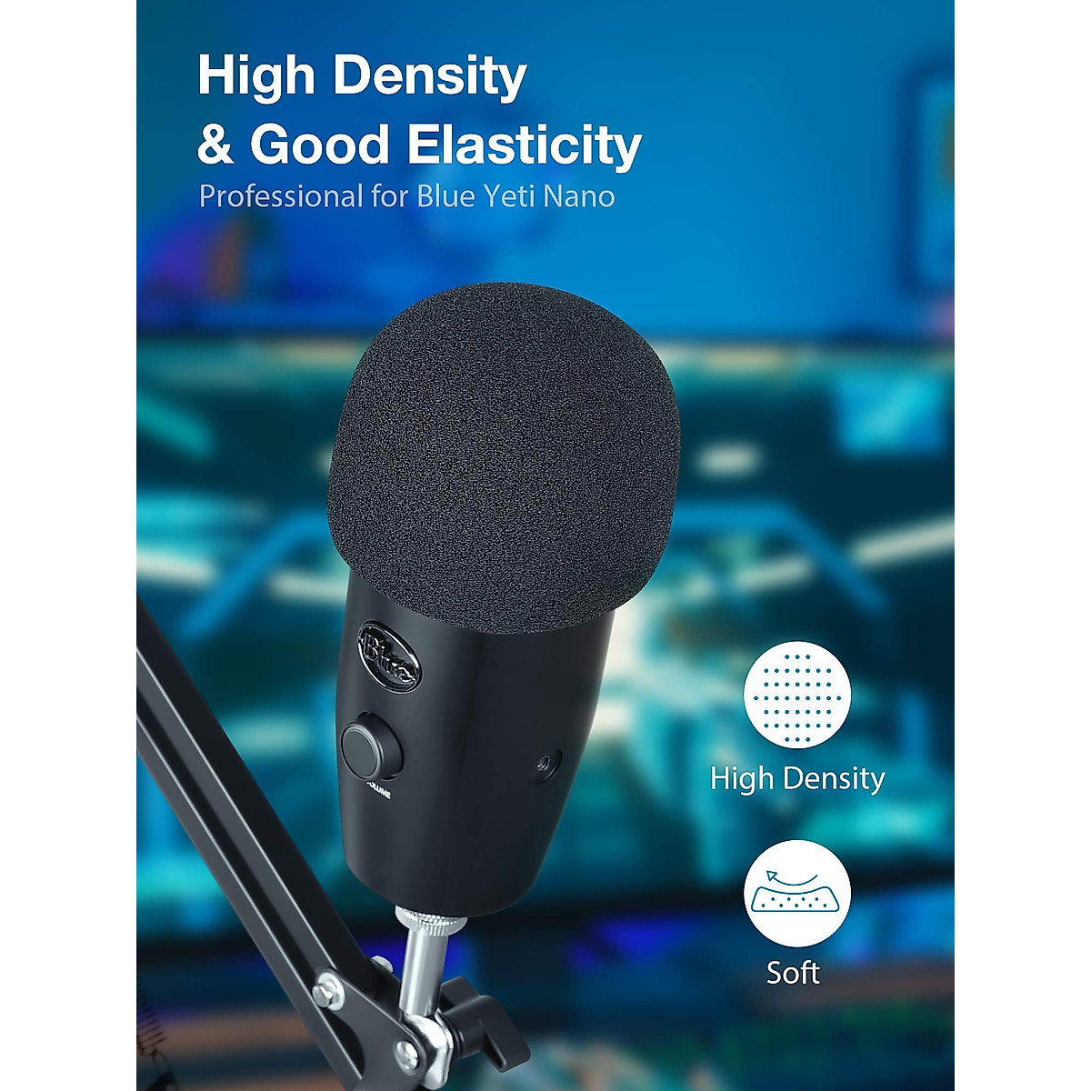 InnoGear Microphone Stand, Adjustable Mic Stand Set for Blue Yeti Nano Suspension Boom Scissor Arm Stand with 5/8" to 3/8" Screw, 5/8" to 1/4 Screw, Nano Mic Windscreen and Dual Layered Mic Pop Filter