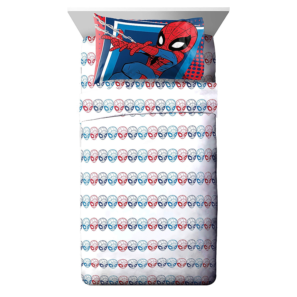 Jay Franco Marvel Super Hero Adventures Go Spidey 4 Piece Toddler Bed Set – Super Soft Microfiber Bed Set Includes Toddler Size Comforter & Sheet Set - Bedding Features Spiderman