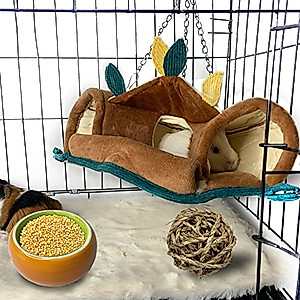 kathson Rat Bed Tunnel Hamster Hanging Hammock Tunnel Winter Warm Plush Cage Hideout with Metal Hook for Hamsters Chipmunk Flying Squirrel Gerbils Mice