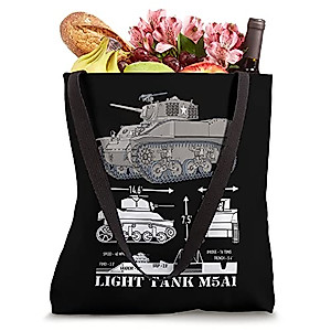 M5A1 Light Tank American WW2 Tanks Infographic Diagram Tote Bag