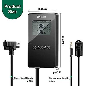 Humidity Controller, Briidea Pre-Wired Humidistat Humidifier Dehumidifier with LCD Display High Accuracy Humidity Sensor, Ideal for Greenhouse Mushroom Grow Tent