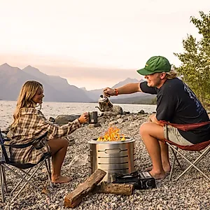 BeyondHOME 19.3 Inches Smokeless Instant Fire Pit, Stainless Steel Fire Pit Wood Burning with Ash Pan, Bonfire Stand, 10 Second Setup, Suitable for Outdoor Camping, Garden