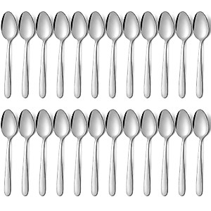 Pleafind 24 -Pcs Dinner Spoons, 7.4 inch Spoons Silverware, Stainless Steel Spoons Set, Silver Spoons, Silverware Spoons Use for Home, Kitchen, Restaurant,Dishwasher Safe, Mirror Polished