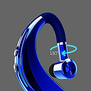 Heave Bluetooth V5.0 Headset,Wireless Earpiece 120 Hours Standby Time Handsfree Single Ear Business Earphone Ear Hook with Noise Canceling Mic for Workout Driving Home Office Blue