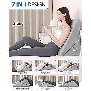 Lossey Wedge Pillow for After Surgery, Adjustable 9" & 12" Bed Wedge Pillow for Sleeping, Foldable Memory Foam Triangle Pillow for Snoring, Acid Reflux, GERD, Back and Leg