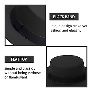 Classic Fedora Hat Flat Top Hat Felt Pork Pie Hat Wide Brim Church Derby Cap for Women and Men Black
