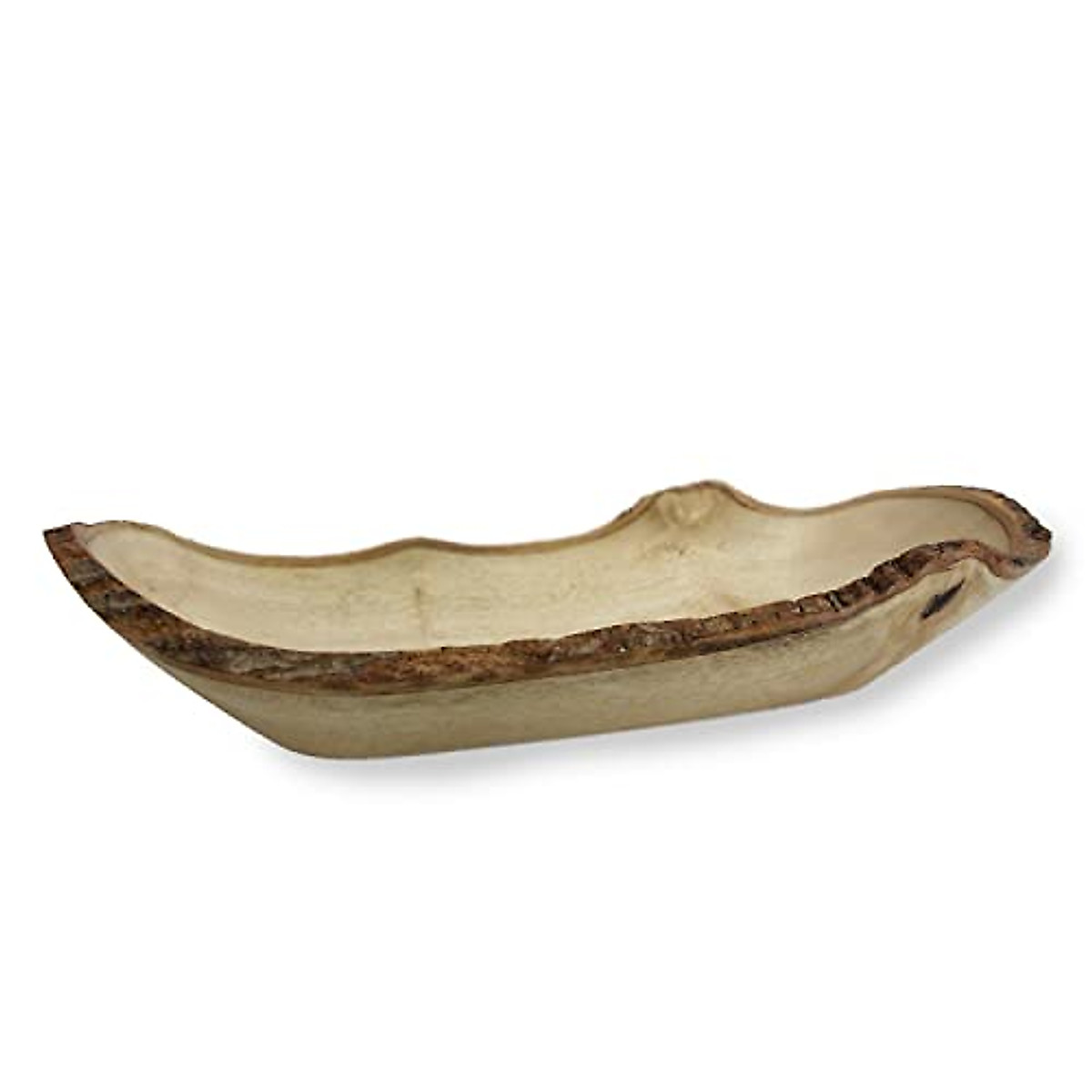 roro Hand-Crafted Sustainable Long Sandwich Serving Bread Bowl/Tray with Bark Edges, 14" L