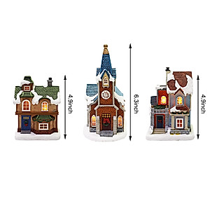 MOMENTS IN TIME Christmas Village 12 pc Set, with LED Lights, Battery Operated (not Included) (5" H to 6.5" H Buildings)
