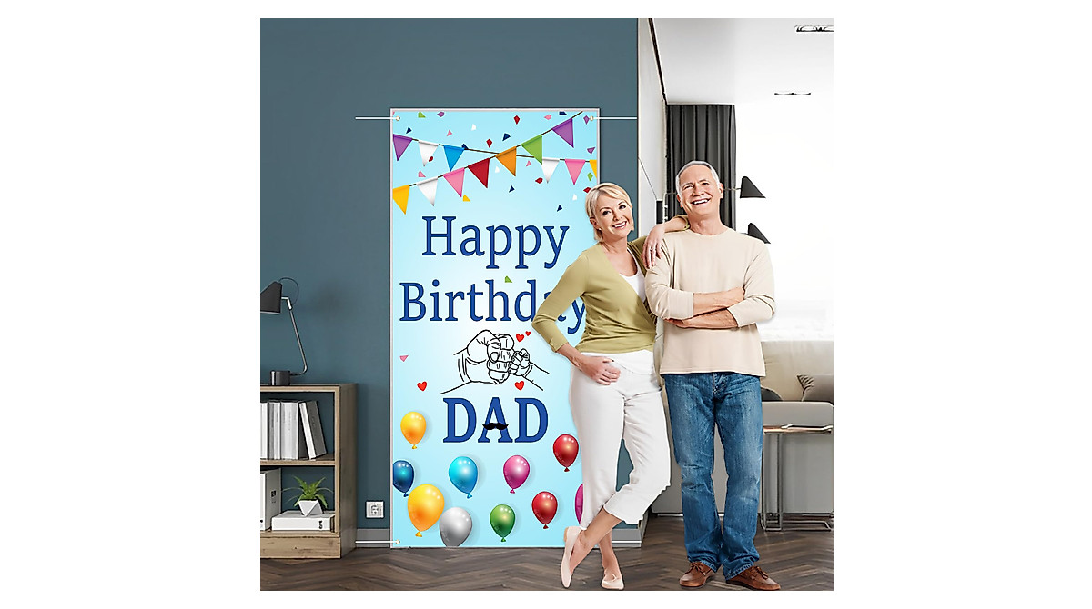 Labakita Blue Happy Birthday Dad Banner – Durable & Reusable Party Decor