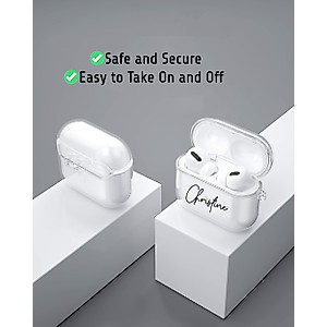 MARBLEFY Personalized AirPod 3 Case with Keychain Running Strap, Customized with Name on Clear AirPods 3rd Generation Case Cover Set, Great Cute Gift for women and girls