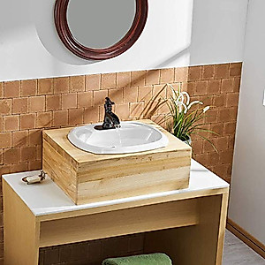 BWE Bathroom Sink Faucet Oil Rubbed Bronze Waterfall with Pop Up Drain Stopper Assembly Water Supply Hose Rustic Lead-Free Lavatory Vanity Bath Black Farmhouse Faucet Single Handle Mixer Single Hole