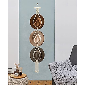 Mayamila Hat Racks Hat Hangers for Wall, Bohemian Hat Organizer for Wall Hanging Hat Display, Hand Weaving Boho Hat Rack Decorative Cowboy Women Hat Holder for Wide Brim Bowler Fedoras Caps