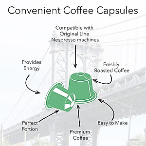 HiLine Coffee Espresso Pods, Hawaiian Kona Coffee, 20 Count (Pack of 1), Single Cup Espresso Capsules, Compatible with Nespresso Original Brewers