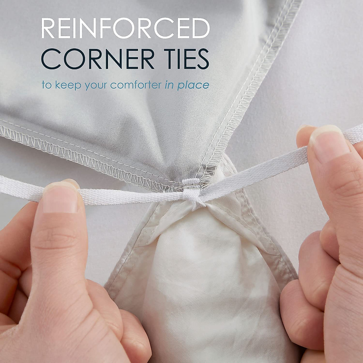 Hearth & Harbor Light Grey Duvet Cover Queen Size - 3 Piece Queen Duvet Cover Set, Soft Double Brushed Queen Size Duvet Covers with Button Closure, 1 Duvet Cover 90x90 inches and 2 Pillow Shams