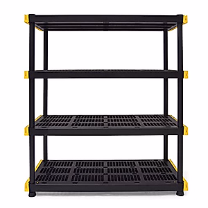 Original Black & Yellow 4-Tier Storage Shelving Unit, Indoor/Outdoor, Heavy Duty Storage Shelving Unit (55”H x 48”W x 20”D)