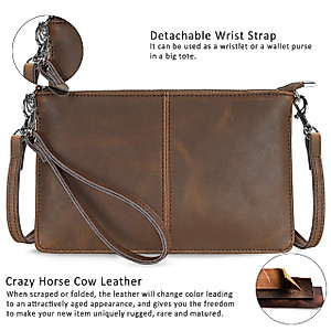 befen Vintage Brown Small Wristlet Crossbody Clutch Purse with Vintage Brown Wristlet Clutch Wallet for Women
