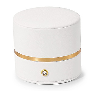 Oirlv Leather Ring Box Engagement Proposal Wedding Ring Gift Box Multifunctional Jewelry Case for Earring Necklace(White)