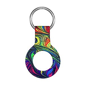 Waterproof Airtag Keychain&Leather Air Tag Holder,Pride Rainbow Protective Tracker Case with Loop Key Ring for Airtags,Airtag Cover for Wallet,Luggage,Cat,Dog,Pets