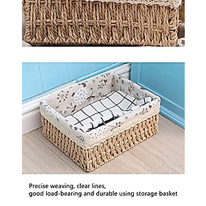 Woven Baskets for Storage Free Life Woven Baskets, Handmade Paper Rope Organizing Baskets Set, Square Nesting Baskets with Liner, Decorative Home Storage Bin (Set of 3) (Gray Set)