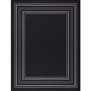 Beverly Rug Modern Bordered 5X7 Area Rug for Living Room, Dining Room Rug, Bedroom Carpet, Indoor Non Skid Rubber Backed Area Rugs, Black