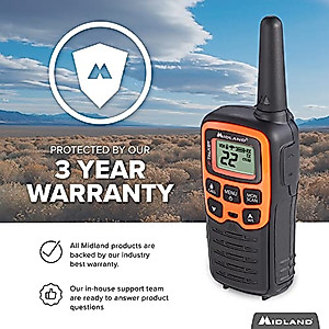 Midland - X-TALKER T51VP3, 22 Channel FRS Two-Way Radio - Extended Range Walkie Talkies, 38 Privacy Codes, NOAA Weather Alert (Pair Pack) (Black/Orange)