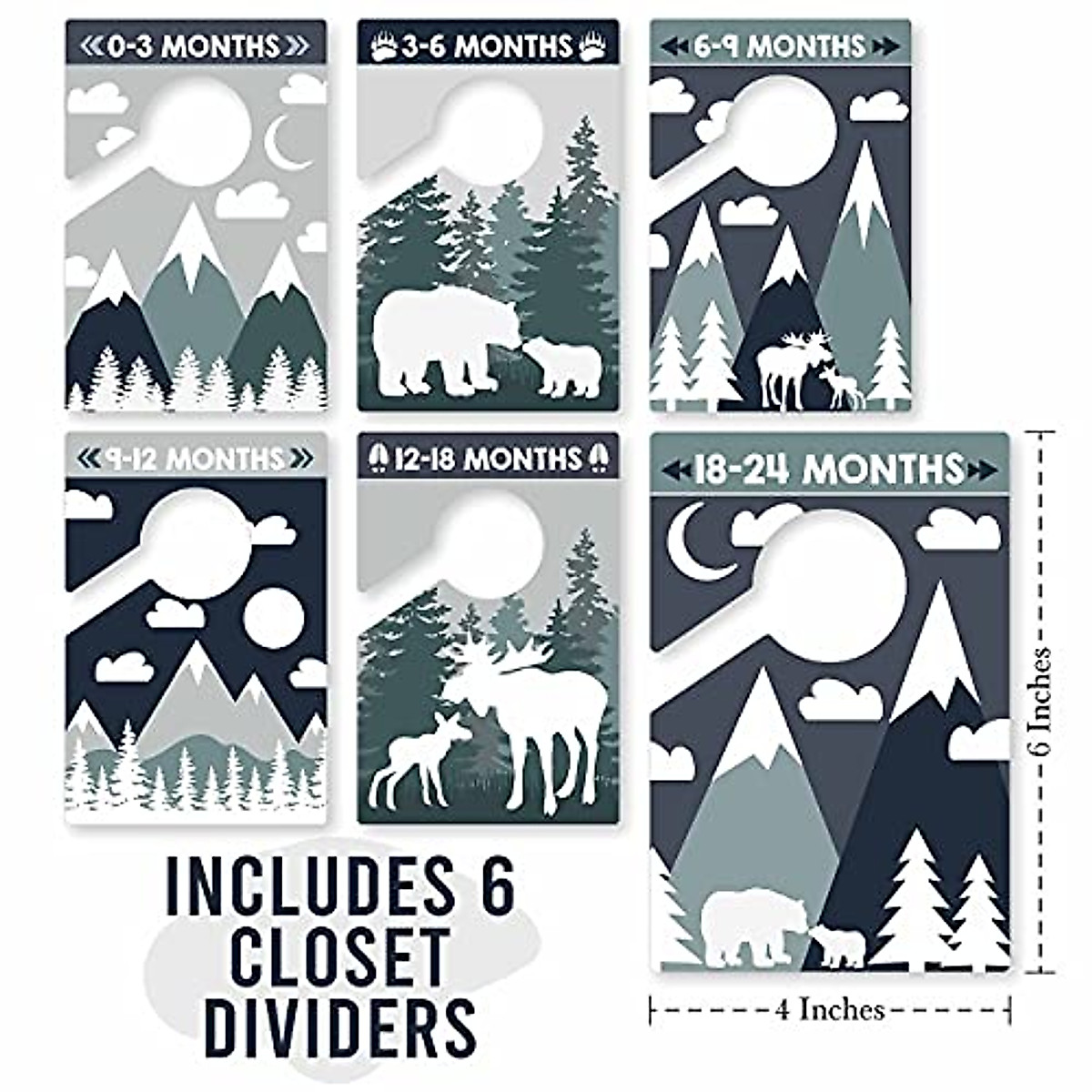 6 Baby Closet Size Dividers Boy - Adventure Baby Closet Dividers by Month, Baby Closet Organizer for Nursery Organization, Baby Essentials for Newborn Essentials Baby Boy, Nursery Closet Dividers Boy