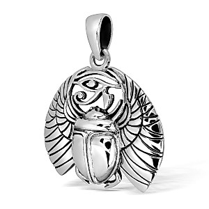 WithLoveSilver 925 Sterling Silver Ancient Egyptian Scarab Eye of Horus Symbol of Protection Pendant