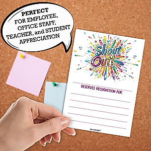 Hat Acrobat 50 Shout Out Cards - Recognition Cards for Employees - Encouragement Cards for Public Service Recognition Week, Employee Appreciation Day or Teacher Appreciation Postcards (Splash)