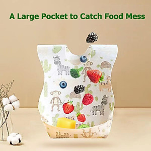 Roeoi Disposable Baby Feeding Bibs, Leakproof Liner and Waterproof Toddler Bibs with Food Catcher Pocket, Great for Outing and Traveling (10 PCS)
