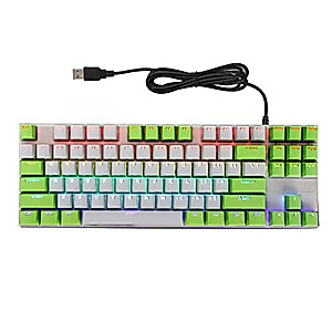 minifinker Wired Keyboard, 87 Keys Backlight Design Gaming Keyboard for Typists for Home(Green White)