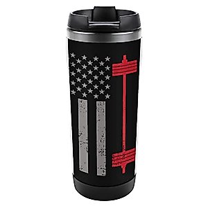 American Power Weight Lifting Travel Coffee Mugs with Lid Insulated Cups Stainless Steel Double Wall Water Bottle
